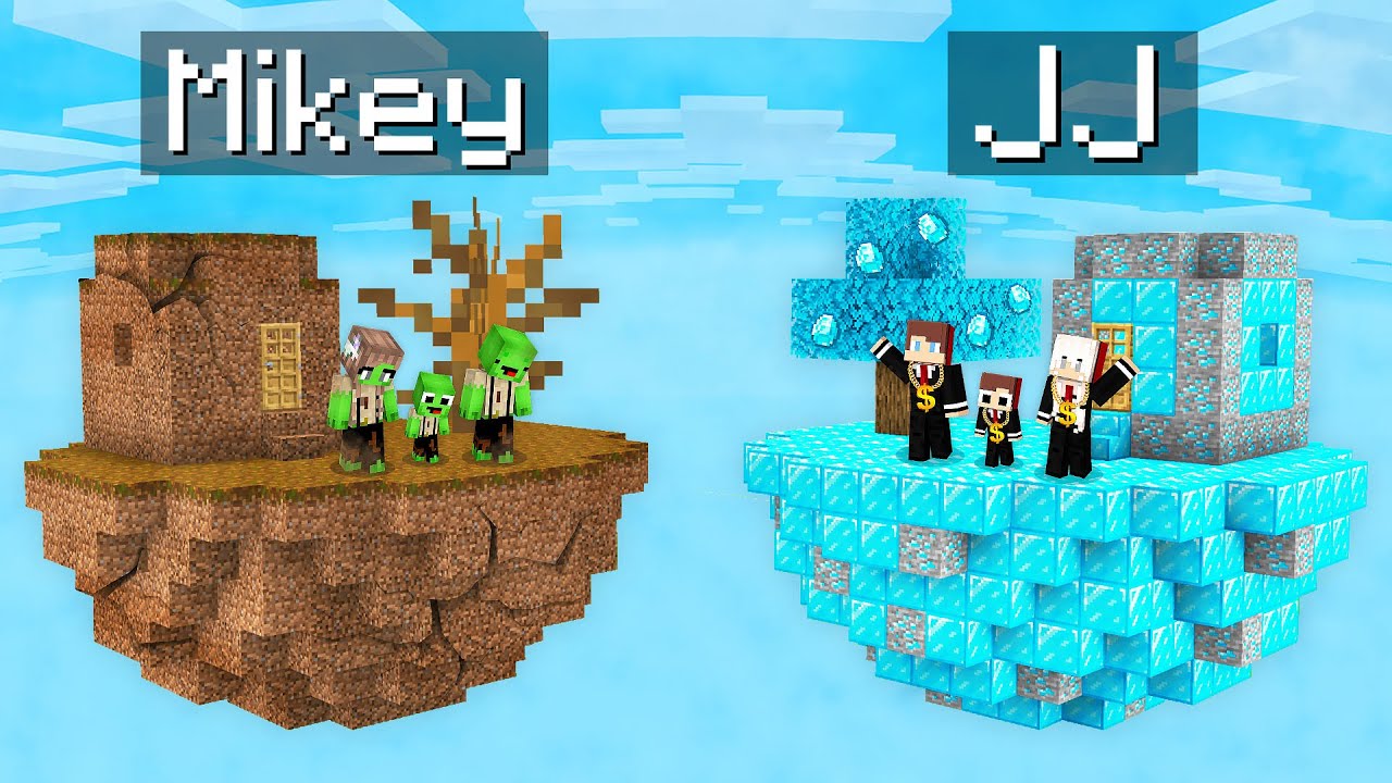 Mikey Family POOR vs JJ Family RICH Island Survival Battle in Minecraft (Maizen) - Minecraft videos