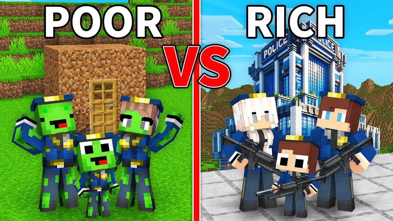 Mikey POOR vs JJ RICH POLICE Family in Minecraft (Maizen) - Minecraft videos