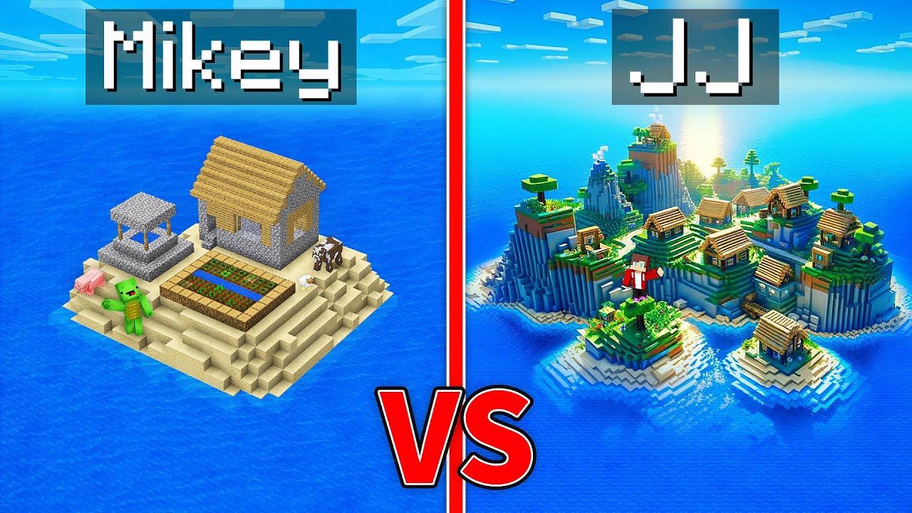 Mikey Tiny vs JJ Giant ISLAND Battle in Minecraft (Maizen) - Minecraft videos