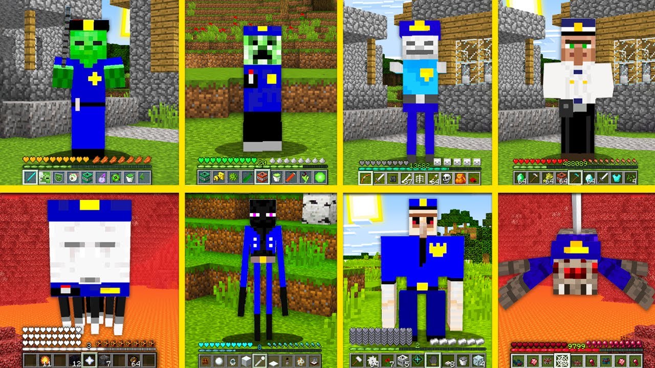 Minecraft Mobs Became Police Zombie Enderman Creeper Skeleton Enderman ...