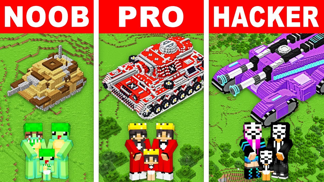 NOOB vs PRO: FAMILY TANK HOUSE Build Challenge In Minecraft ...