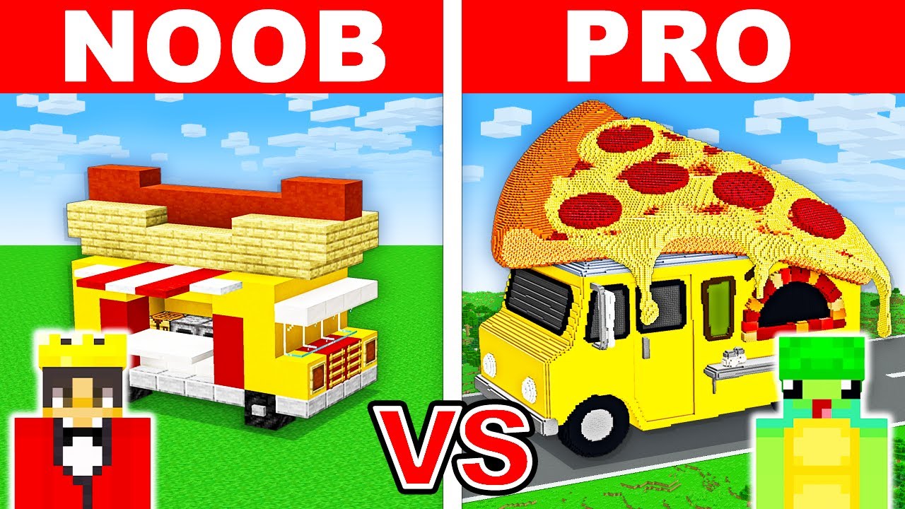 NOOB vs PRO: FAST FOOD TRUCK HOUSE Build Challenge in Minecraft ...