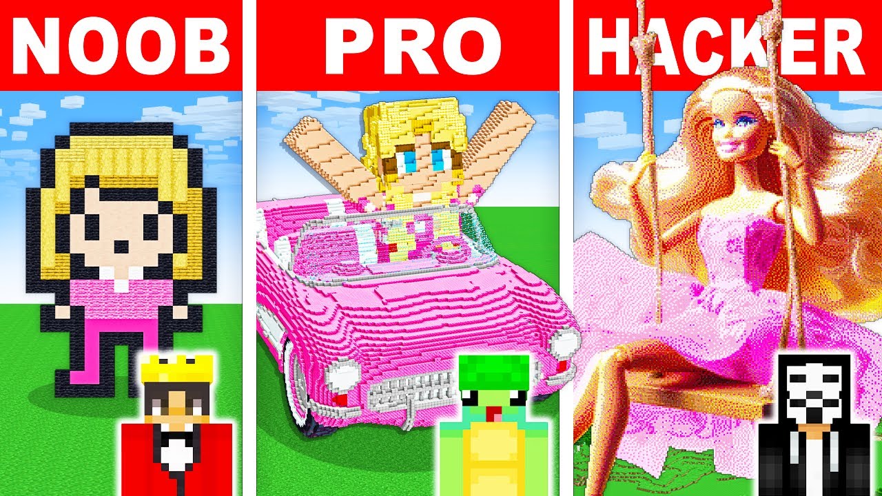 NOOB vs PRO: MODERN BARBIE GIRL STATUE HOUSE Build Challenge in ...