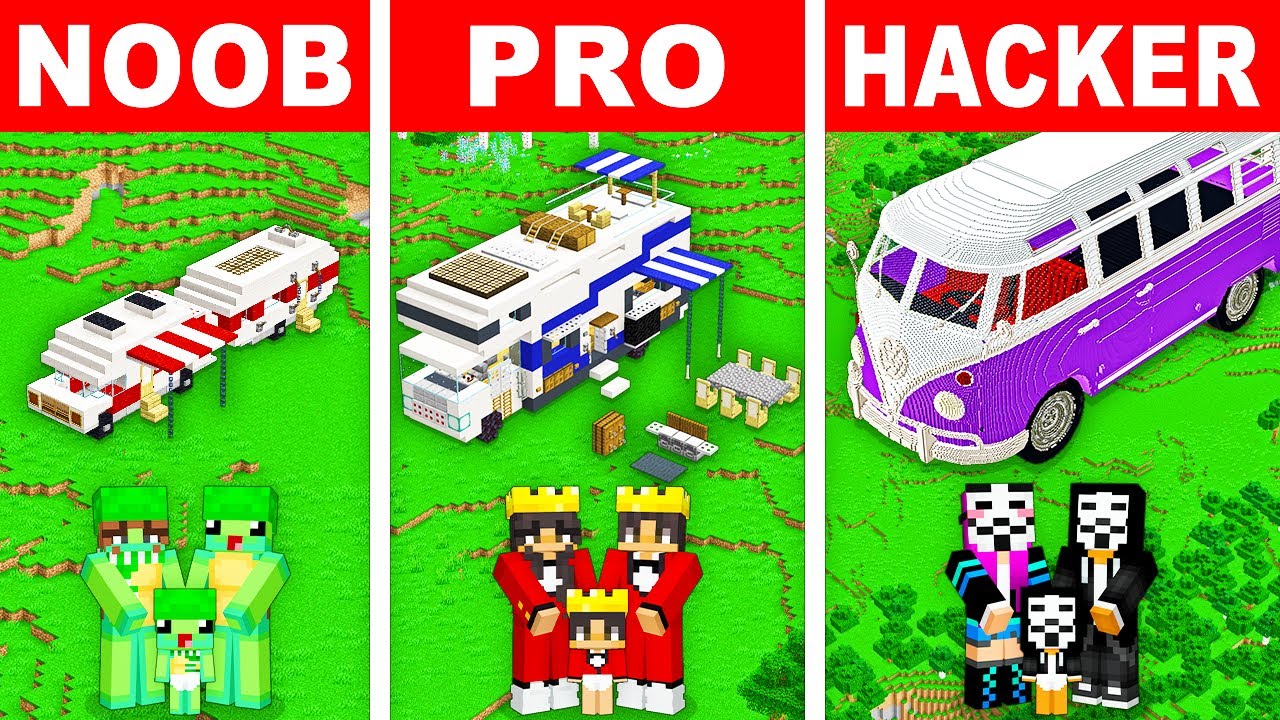 NOOB vs PRO: MODERN FAMILY RV HOUSE Build Challenge In Minecraft ...