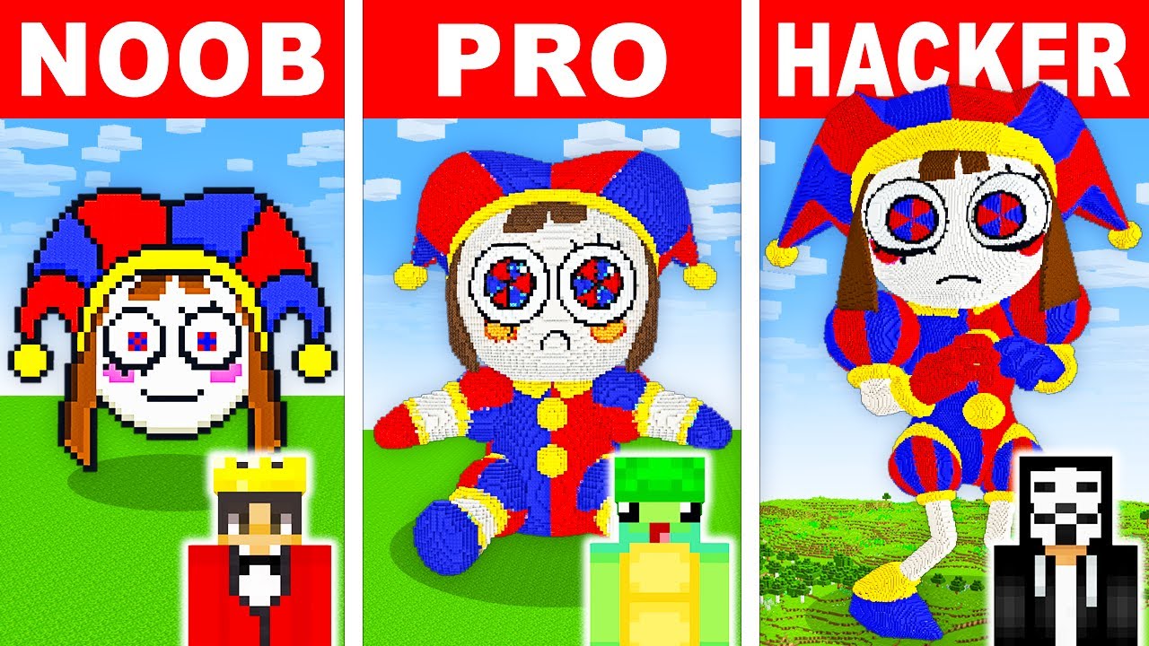 NOOB vs PRO: POMNI DIGITAL CIRCUS HOUSE Build Challenge in Minecraft ...