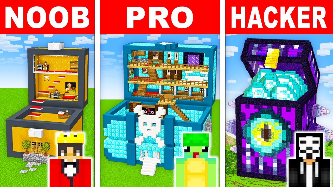 NOOB vs PRO: SECRET CHEST HOUSE Build Challenge in Minecraft ...