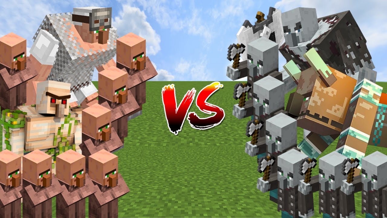 VILLAGERS vs ILLAGERS | Minecraft Mob Battle - Minecraft videos