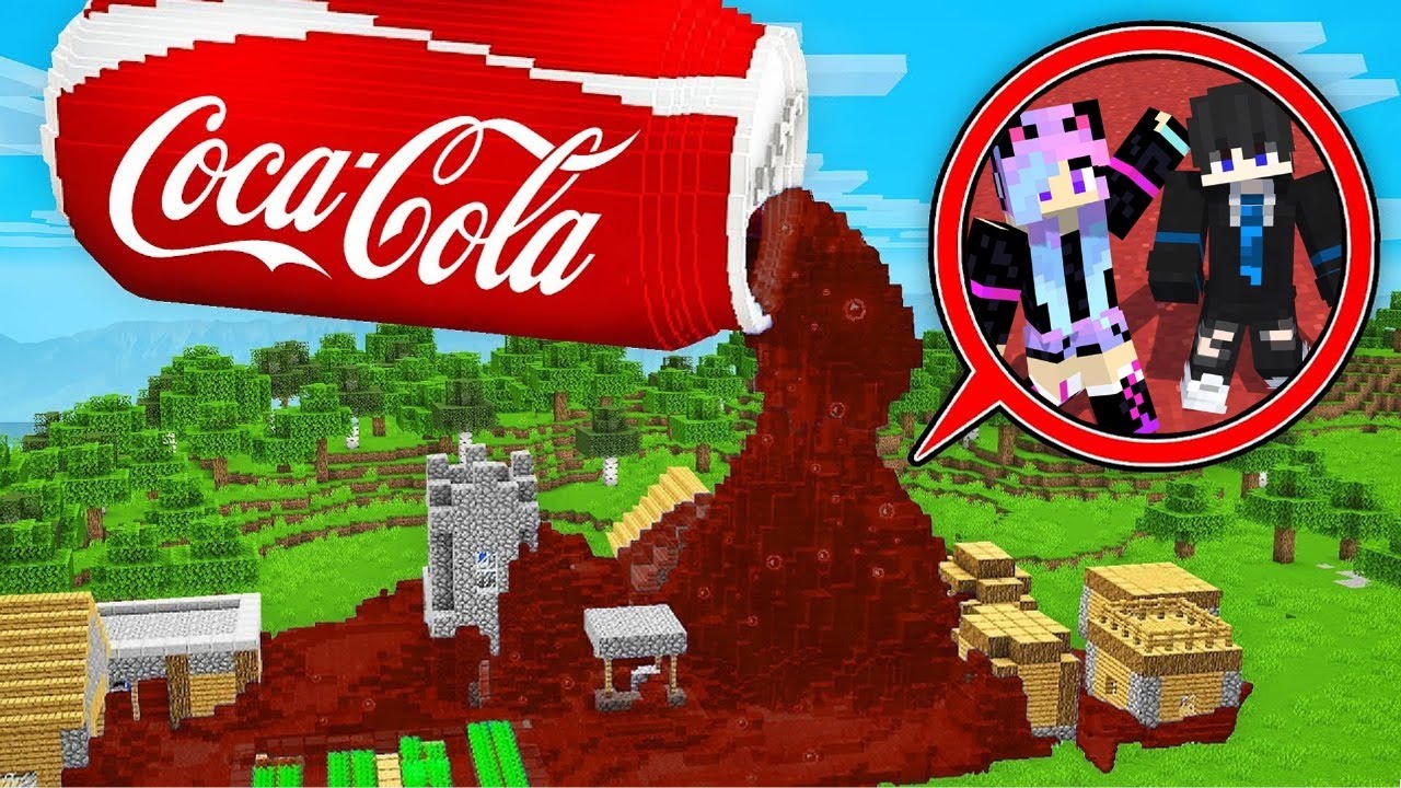 We Survive Village vs Coca Cola Flood in Minecraft... - Minecraft videos