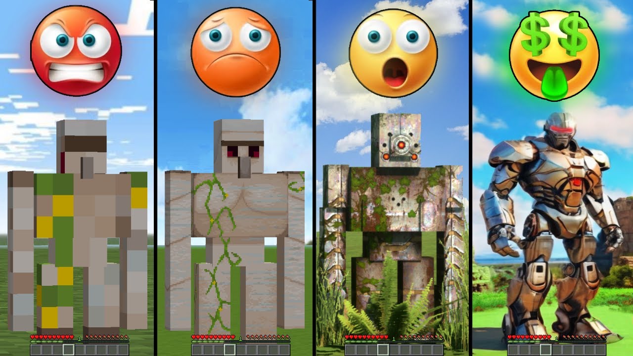 iron golem with different emoji in Minecraft - Minecraft videos