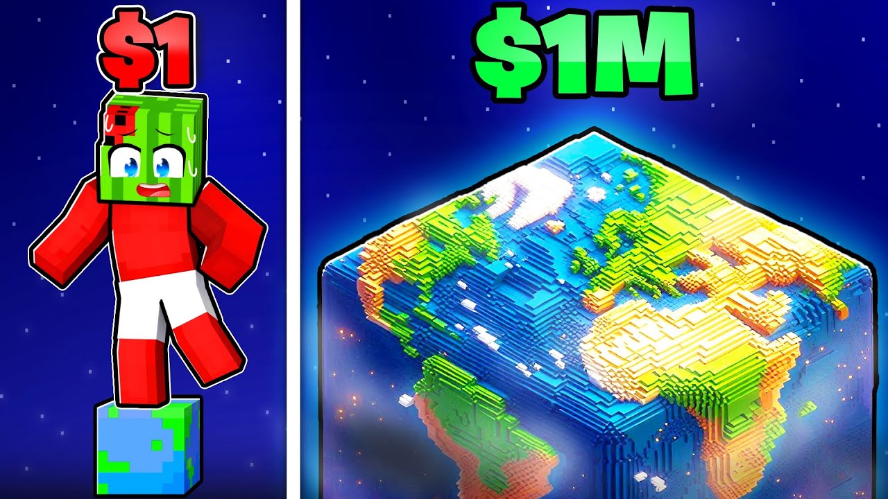 $1 VS $1,000,000 Minecraft PLANET Build Challenge - Minecraft videos