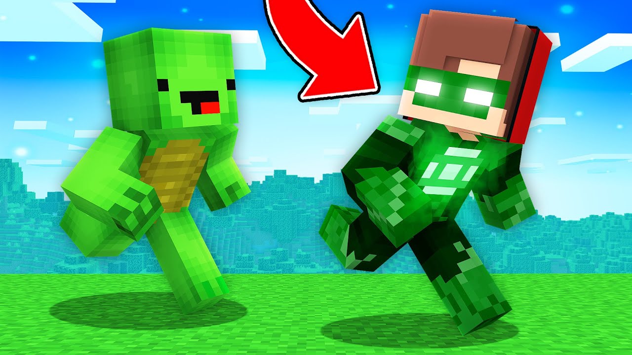GREEN LANTERN Speedrunner VS Hunter : JJ vs Mikey in Minecraft Maizen! - Minecraft videos