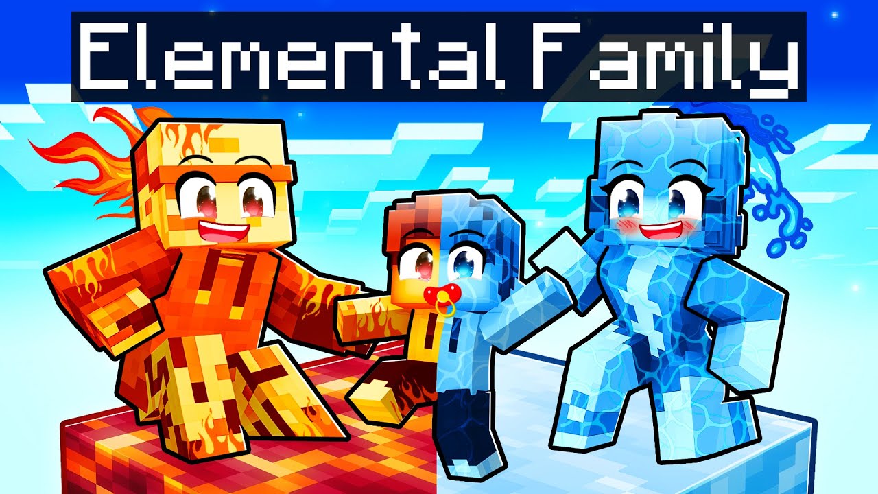 Having a SECRET ELEMENTAL FAMILY in Minecraft! - Minecraft videos