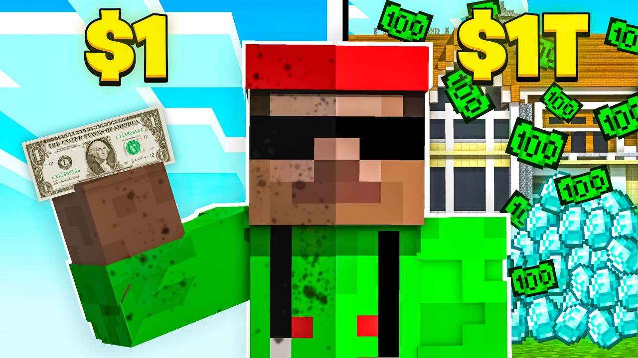 I Became TRILLIONAIRE With Only ONE DOLLAR in Minecraft! - Minecraft videos