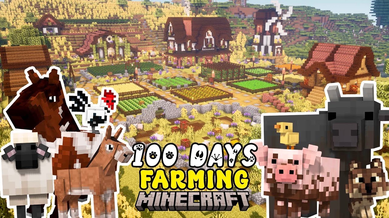 I Spent 100 DAYS Building a FARM In MINECRAFT - Minecraft videos