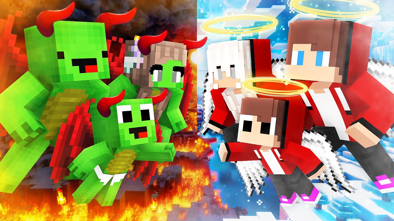 JJ Angel Family vs Mikey Demon Family Survival Battle in Minecraft ...