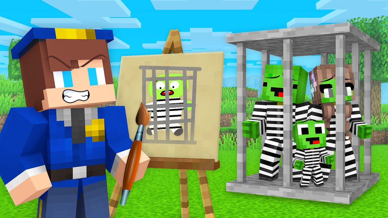 JJ FBI use DRAWING MOD to Arrest Mikey Family in Minecraft (Maizen) - Minecraft videos
