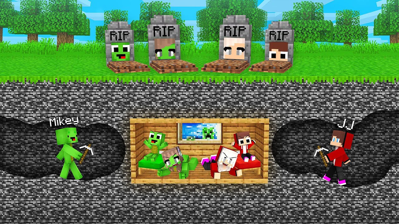 Jj And Mikey Rescued Families From Graves Inside Bedrock In Minecraft