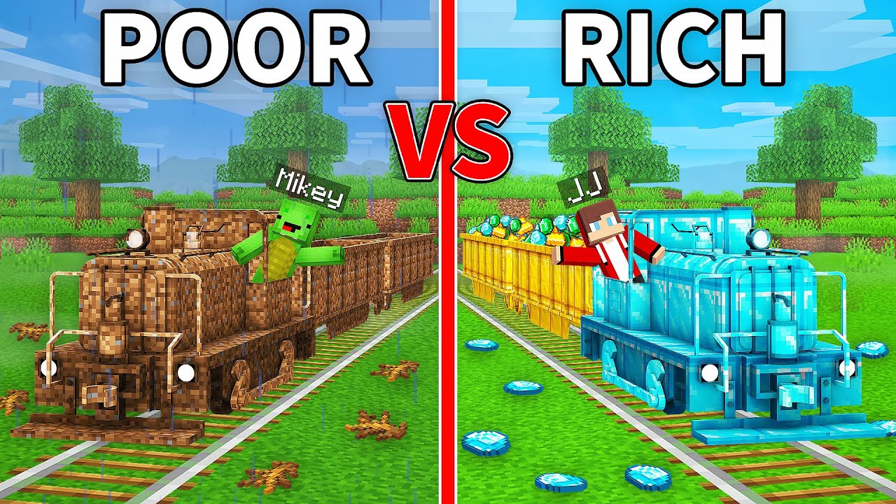 JJ's RICH Train vs Mikey's POOR Train Build Battle in Minecraft ...