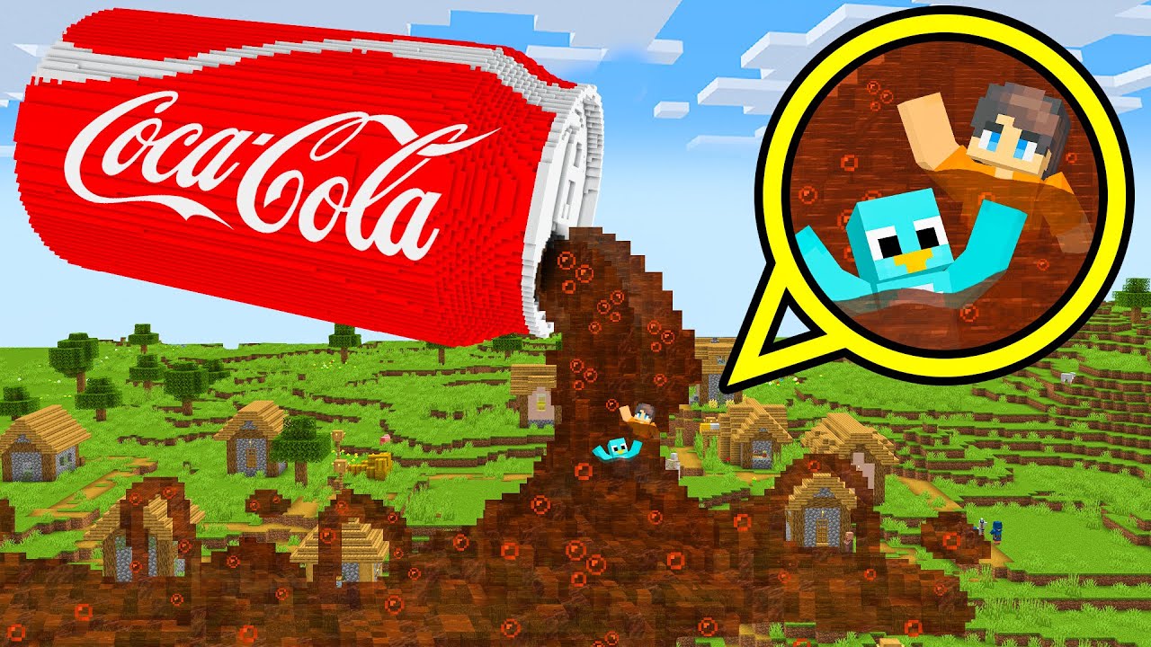 MILO and CHIP Village vs COCA COLA FLOOD in Minecraft - Minecraft videos