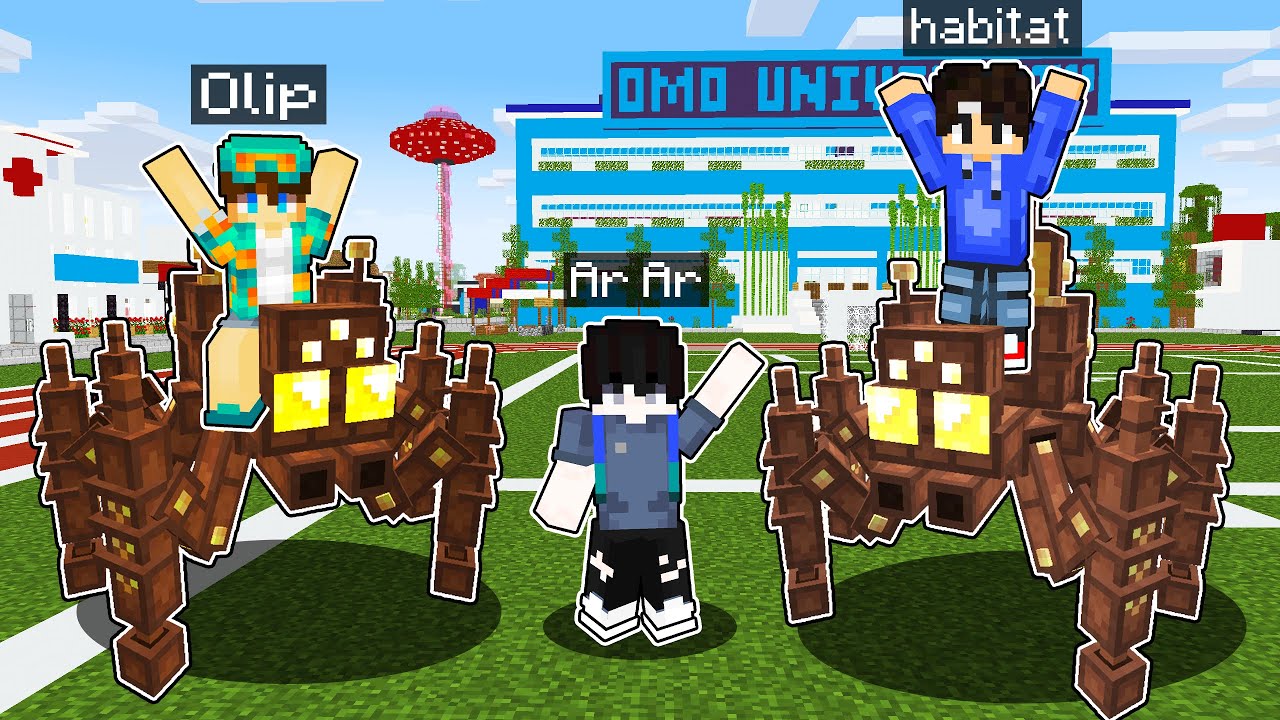 Minecraft but, Riding on a GIANT SPIDER MECH ! ! - Minecraft videos