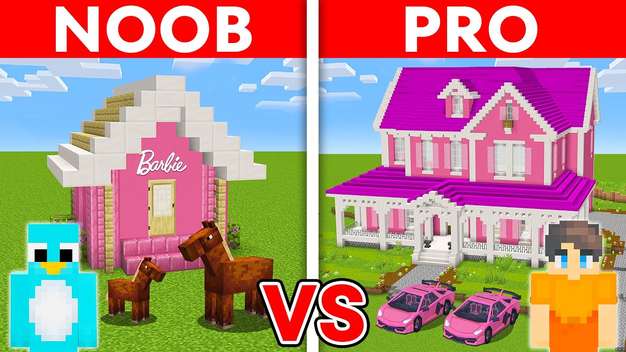 NOOB vs PRO: MODERN BARBIE GIRL HOUSE Build Challenge in Minecraft ...