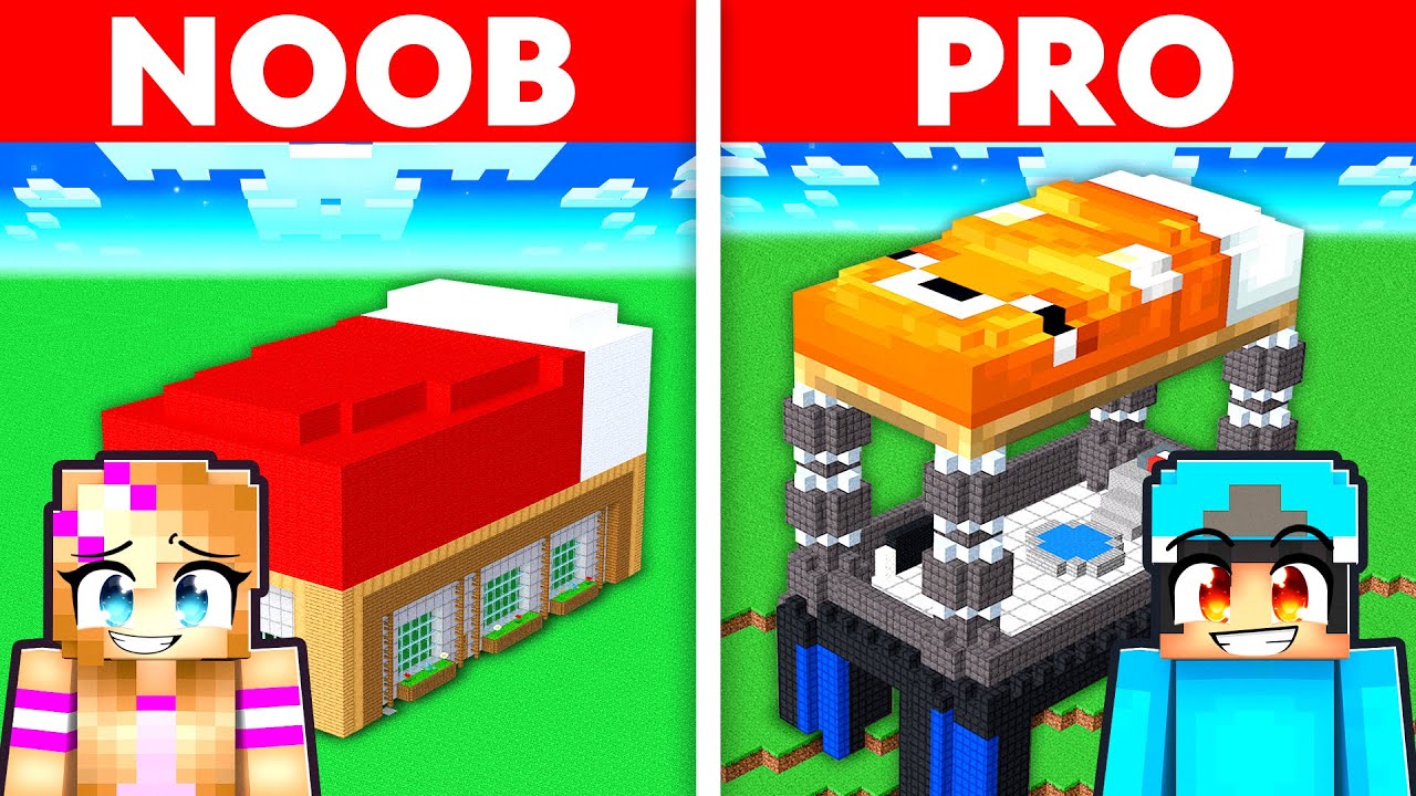 NOOB vs PRO: SECRET BED HOUSE Build Challenge in Minecraft! - Minecraft ...