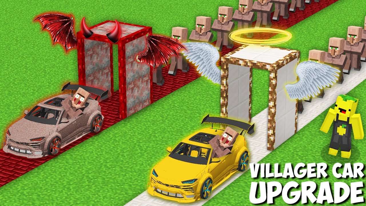 New HEAVEN VS HELL CARS FOR VILLAGERS FACTORY in Minecraft ! VEHICLE UPGRADE ! - Minecraft videos