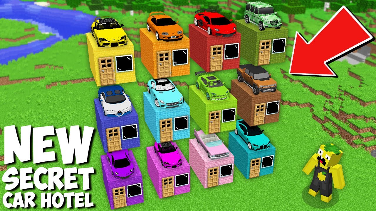 New SECRET SUPERCARS HOTEL in Minecraft ! VEHICLE BASE ! - Minecraft videos