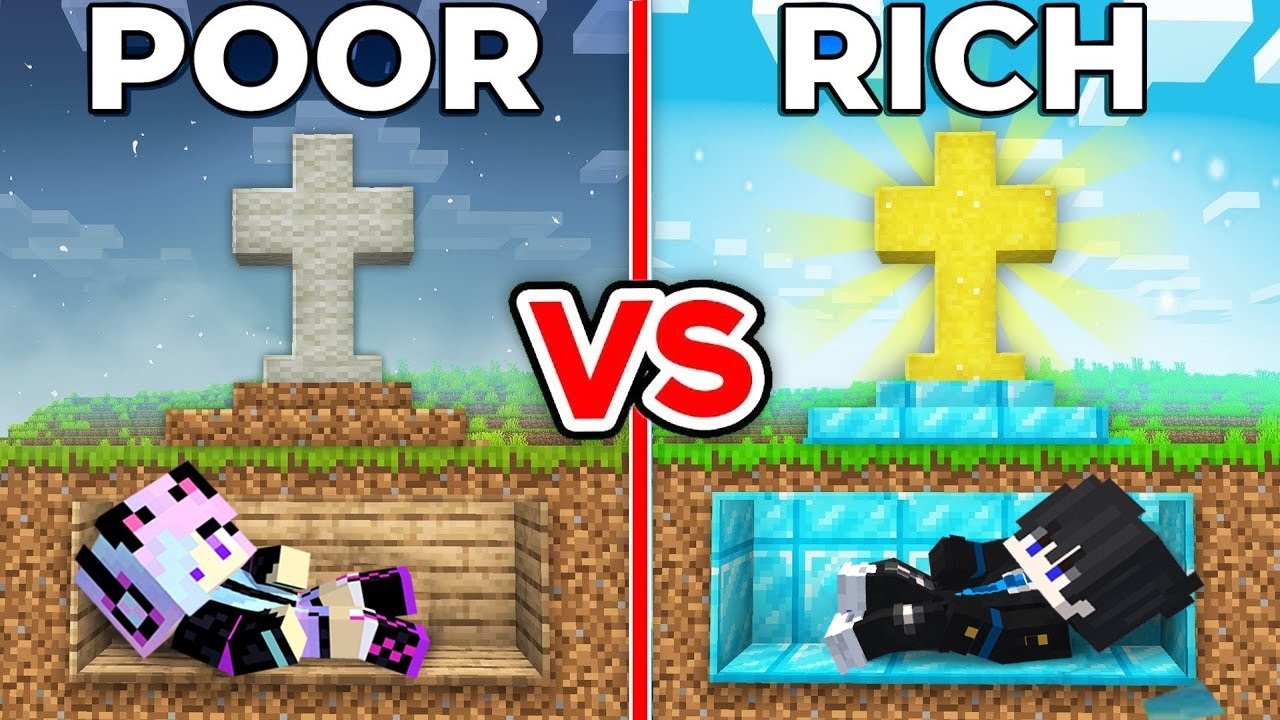 Poor GRAVE vs Rich GRAVE Survival Battle in Minecraft ! - Minecraft videos