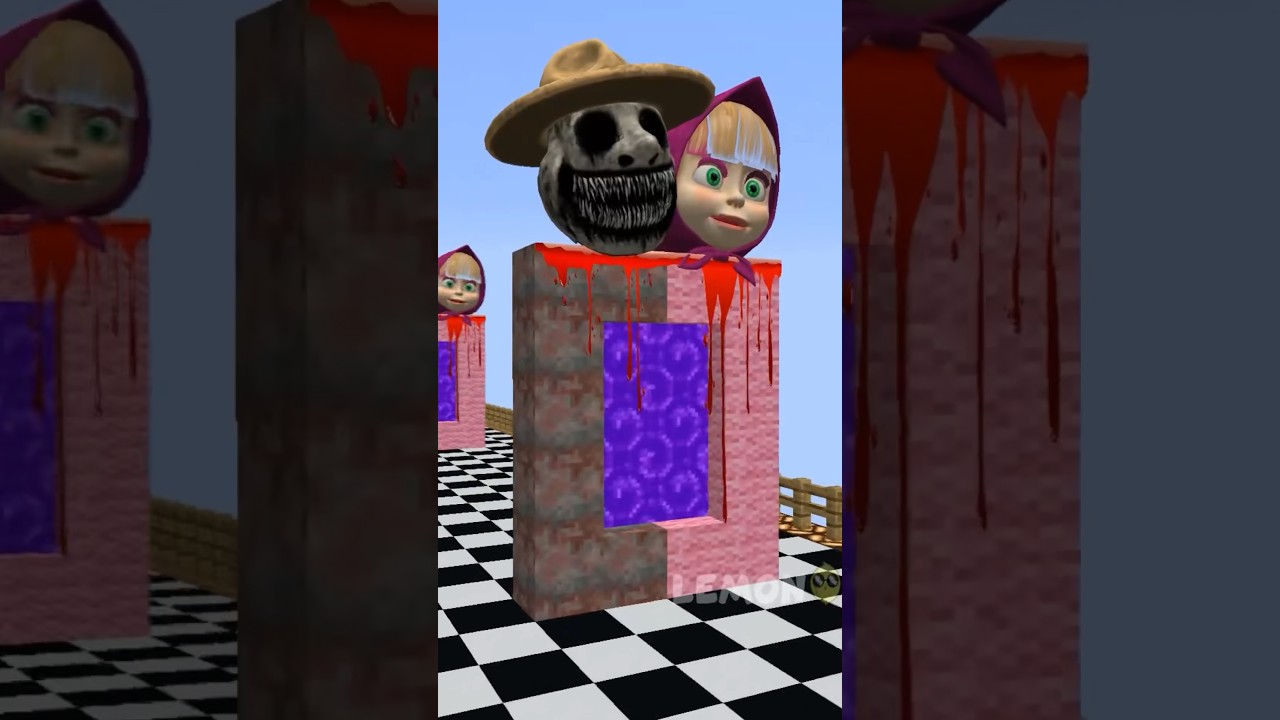 Scary mob + Masha and the Bear PORTAL UPGRADE ! #shorts #minecraft # ...