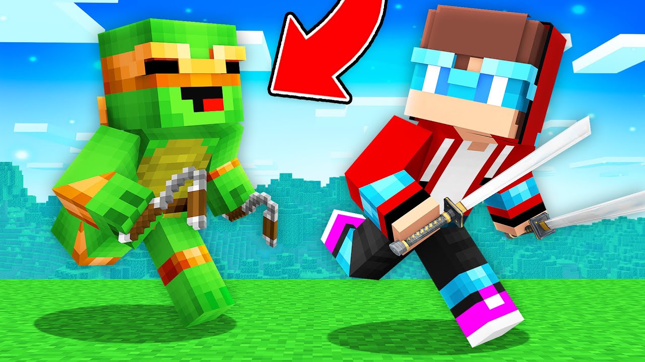 TURTLE LEONARDO Speedrunner vs MICHELANGELO Hunter : JJ vs Mikey in ...