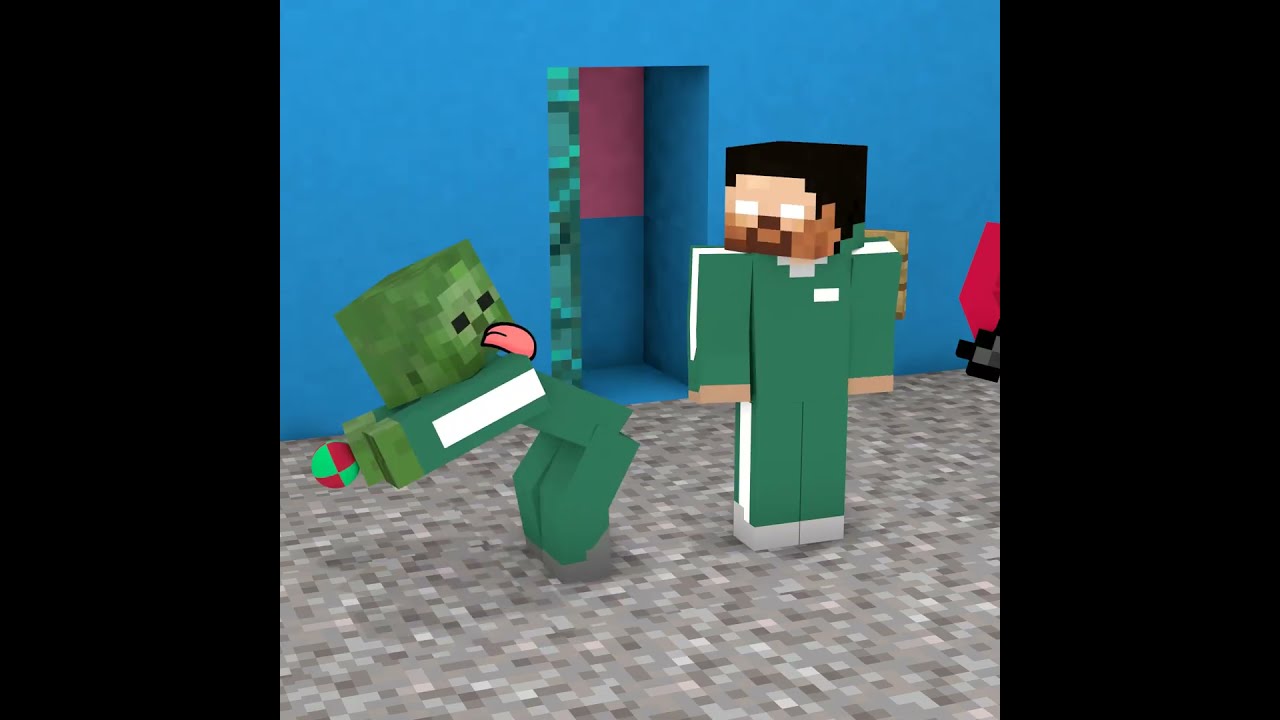 When Zombie and Herobrine Plays The Squid Game Marbles | Monster School ...