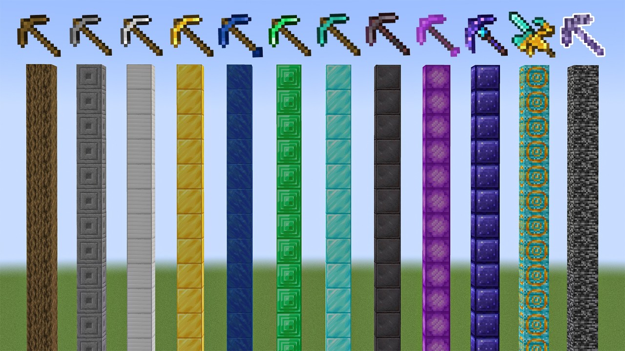 Which all pickaxe and MultiAxe is faster in Minecraft experiment ...