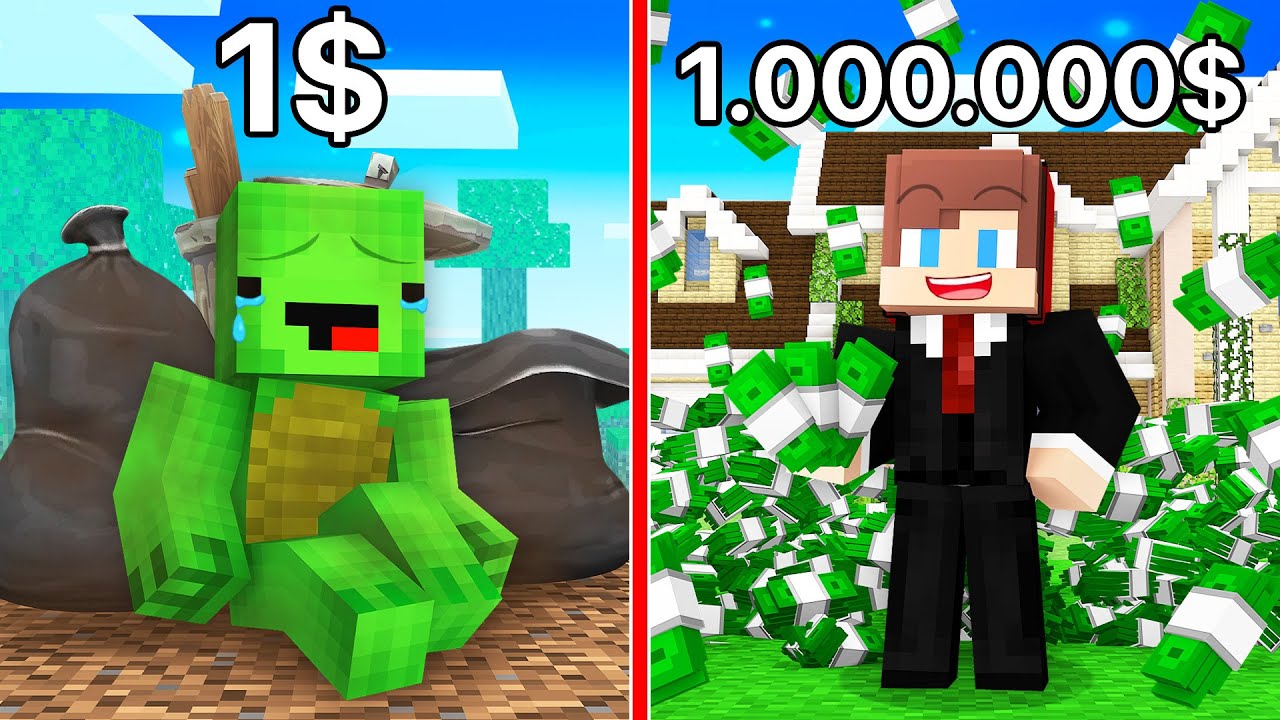 $1 Mikey vs $1,000,000 JJ Battle in Minecraft (Maizen) - Minecraft videos