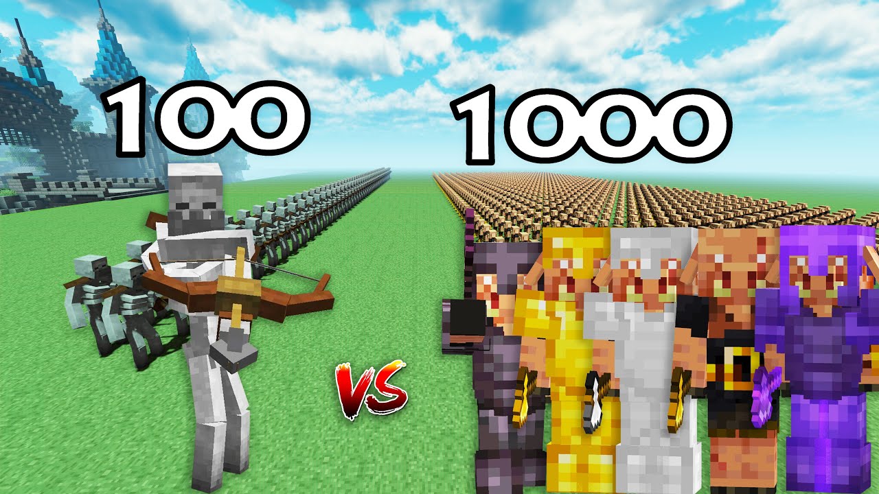 100 Mutant Skeleton Vs 1000 Piglin Brute | Minecraft - Minecraft videos