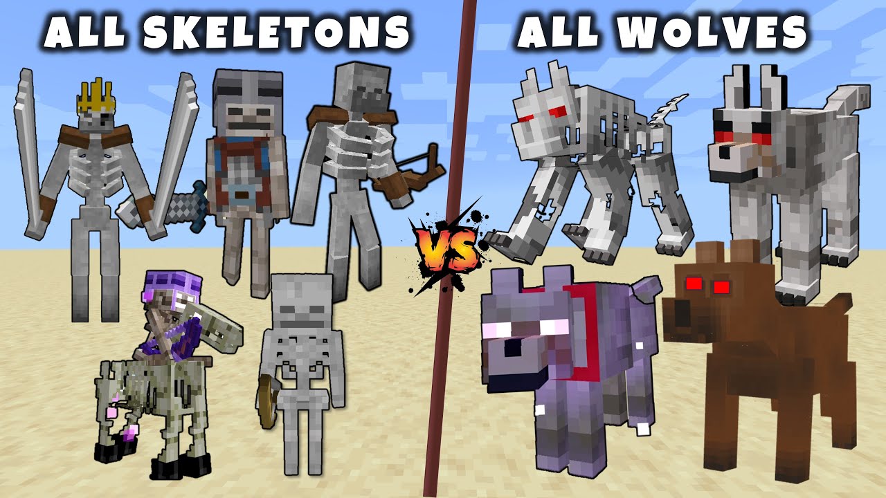 All Skeletons vs All Wolves in Minecraft - Minecraft Mob Battle - Minecraft videos