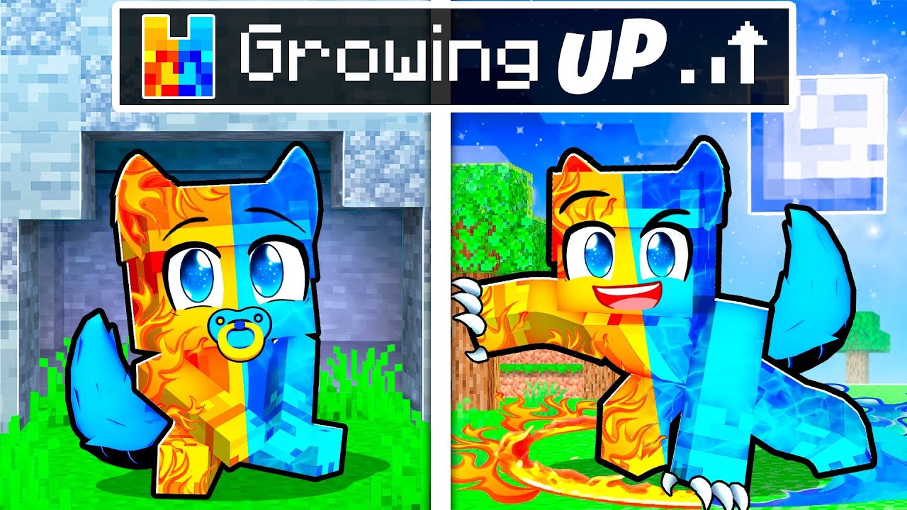 GROWING UP as a ELEMENTAL DIREWOLF In Minecraft! - Minecraft videos