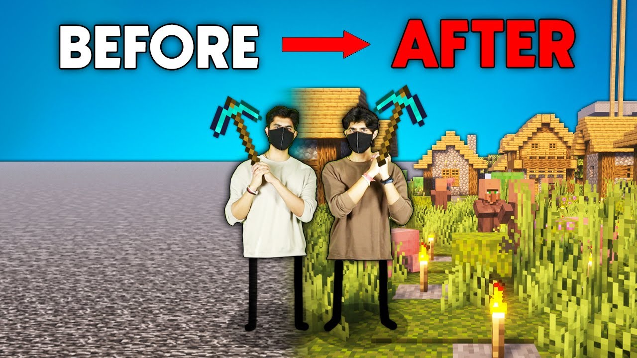 How We Built a VILLAGE in This EMPTY Minecraft World! - Minecraft videos