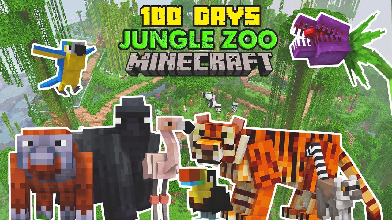I Spent 100 DAYS Building A JUNGLE Wildlife Rescue ZOO In MINECRAFT ...