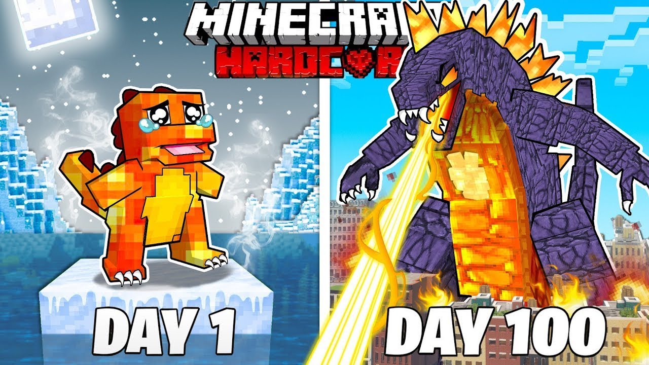 I Survived 100 DAYS as a LAVA GODZILLA in Minecraft Hardcore World ...