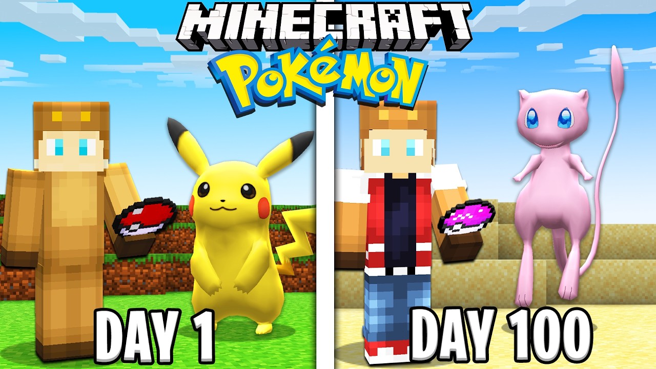 I Survived 100 Days in Minecraft POKEMON - Minecraft videos