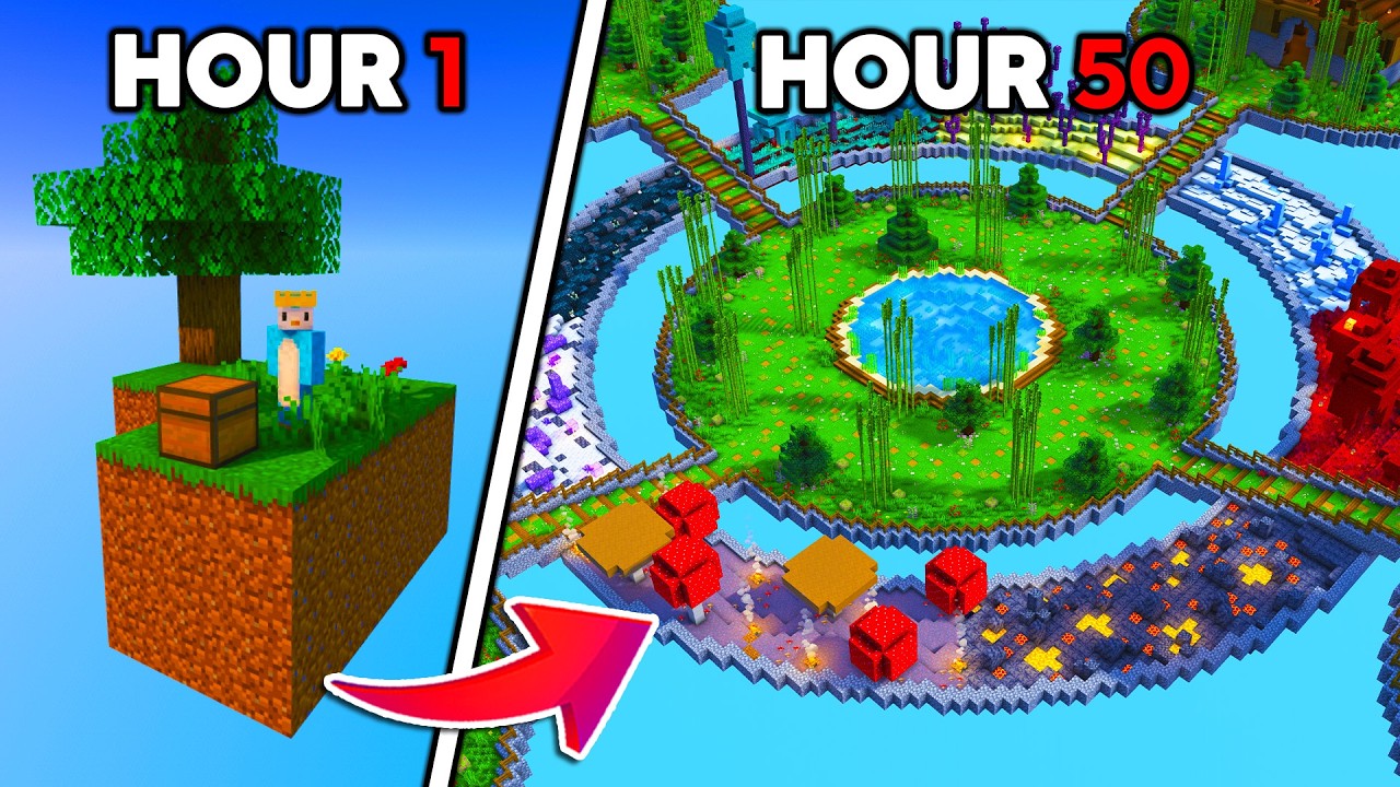 I Survived 50 HOURS In Skyblock Minecraft [FULL MOVIE] - Minecraft videos