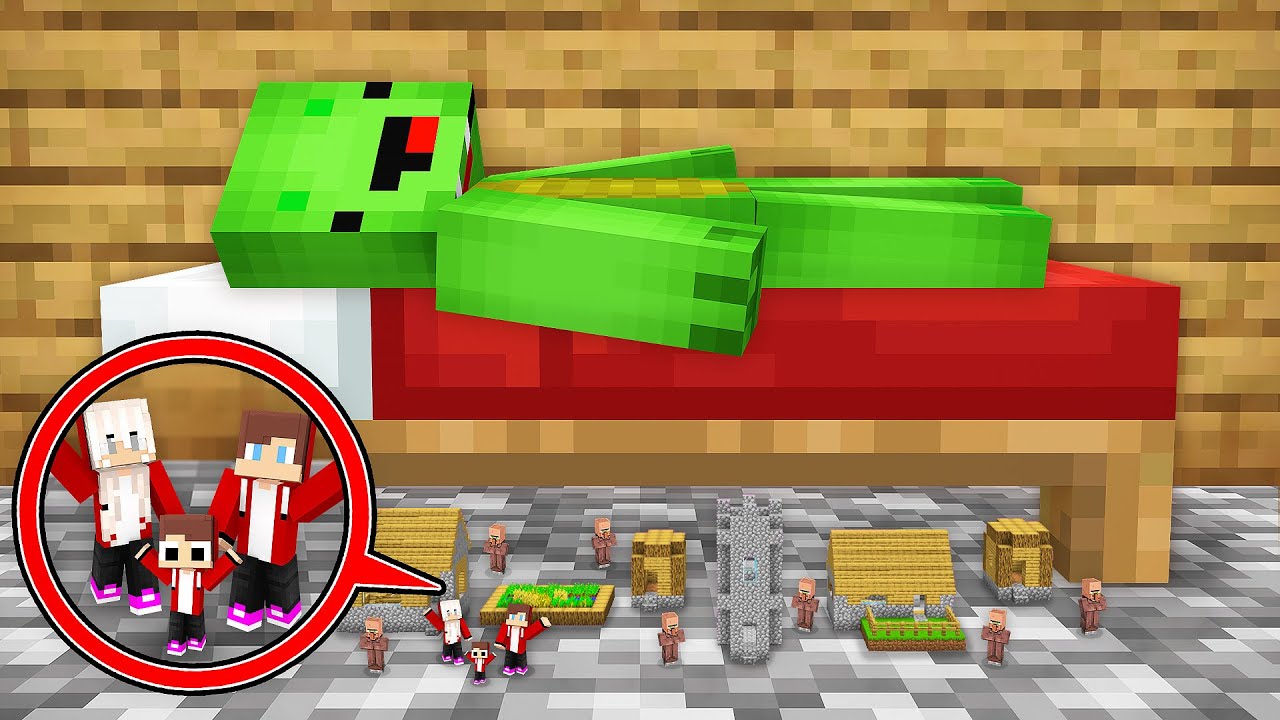 JJ Family Built a Village Under Mikey Bed in Minecraft (Maizen ...