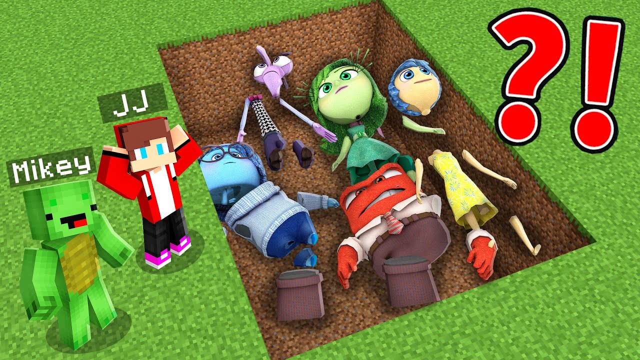 JJ and Mikey Found Buried Joy , Disgust , Fear , Anger in Minecraft Maizen ! Challenge from ...