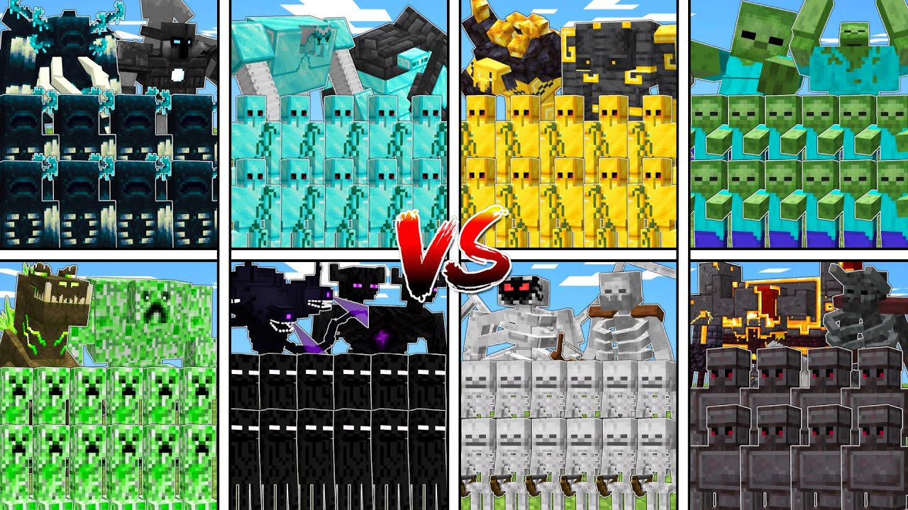 Massive FAMILY TOURNAMENT in Mob Battle - Minecraft videos