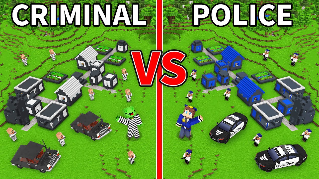 Mikey CRIMINAL vs JJ POLICE Village Survival Battle in Minecraft (Maizen) - Minecraft videos