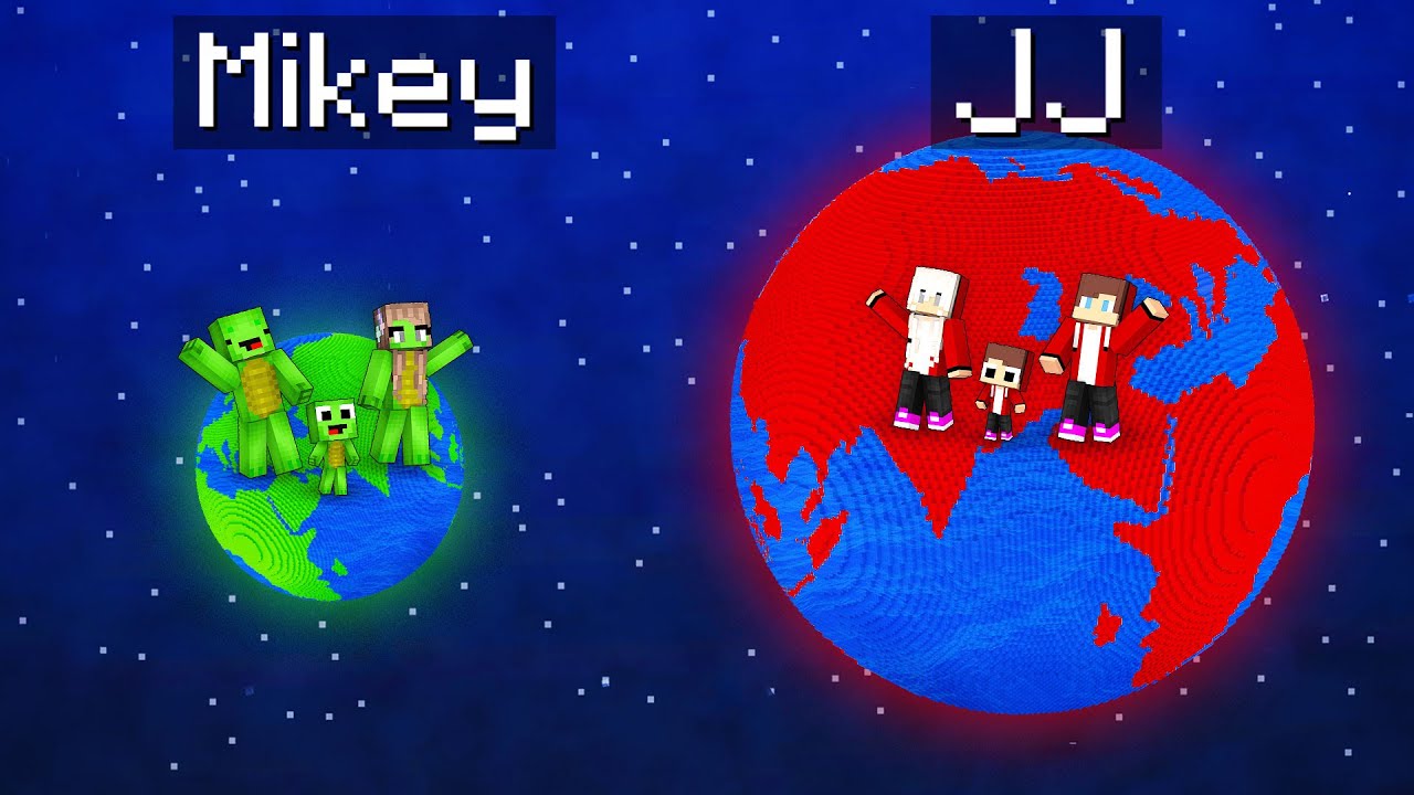 Mikey Family TINY Planet vs JJ Family GIANT Planet Survival Battle in Minecraft (Maizen ...