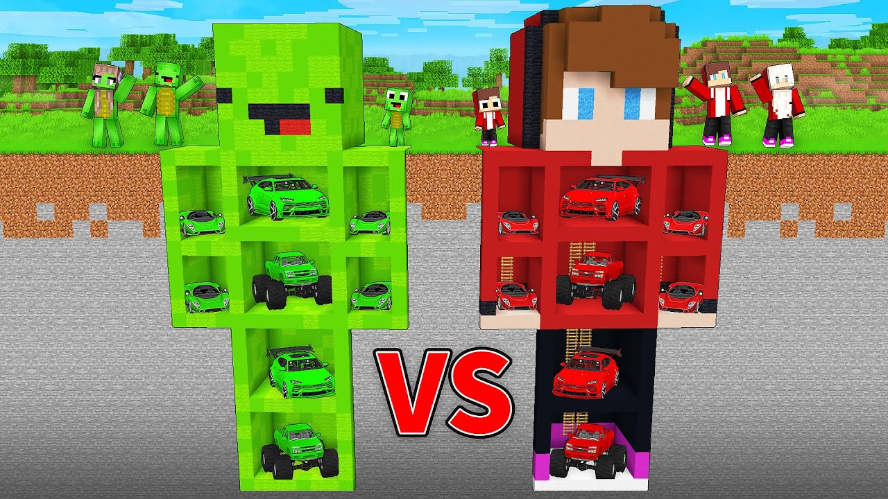 Mikey Family vs JJ Family BASE WITH CARS Battle in Minecraft (Maizen ...