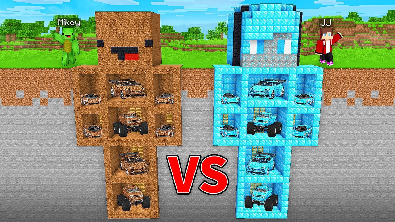 Mikey POOR vs JJ RICH BASE WITH CARS Battle in Minecraft (Maizen) - Minecraft videos