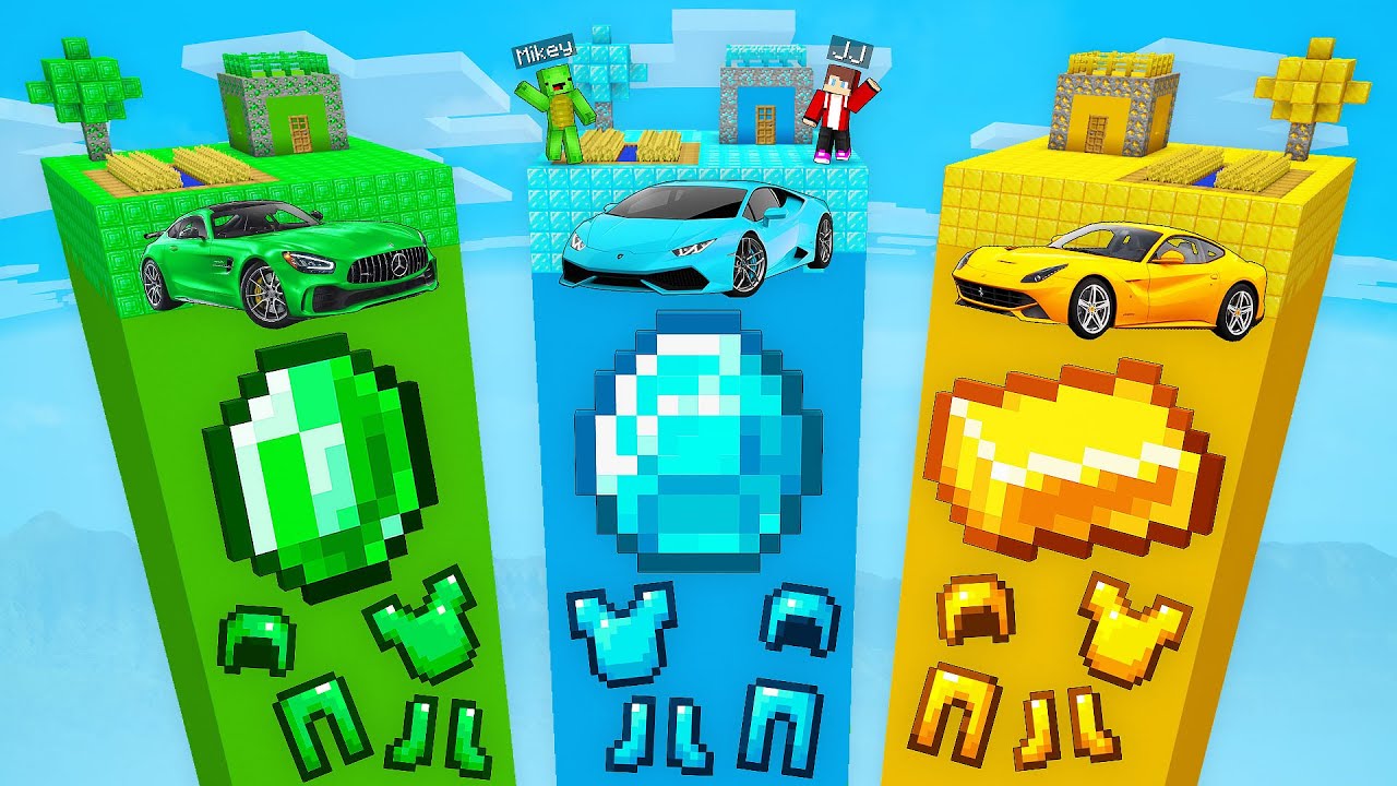 Mikey and JJ EMERALD vs DIAMOND vs GOLD CHUNK Survival Battle in ...